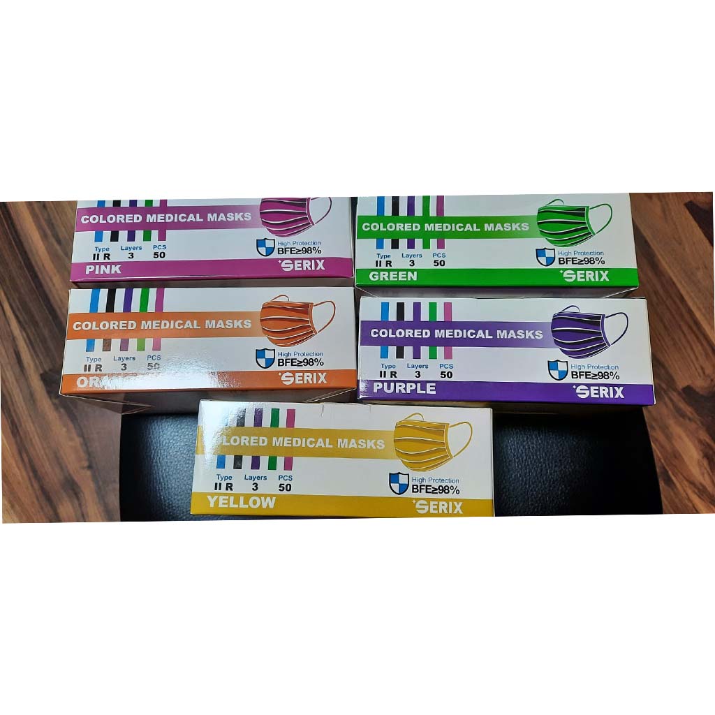 Masca medicala tip IIR cu 3 Pliuri din 3 straturi SERIX -50 Buc - Hygien